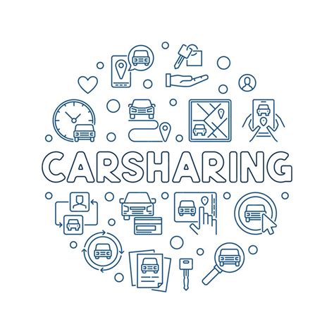 Premium Vector Carsharing Concept Circle Shaped Line Illustration Car