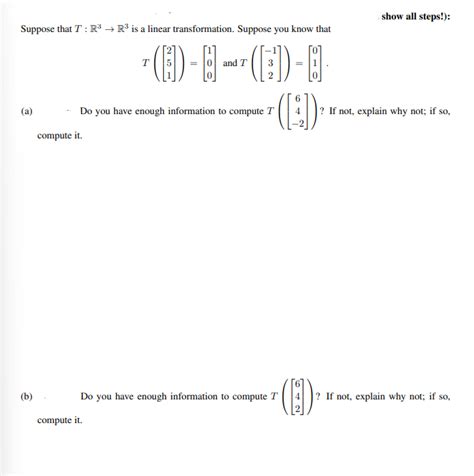 Solved Show All Steps Suppose That T R R Is A Linear Chegg Com