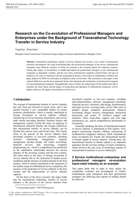 Pdf Research On The Co Evolution Of Professional Managers And Enterprises Under The Background