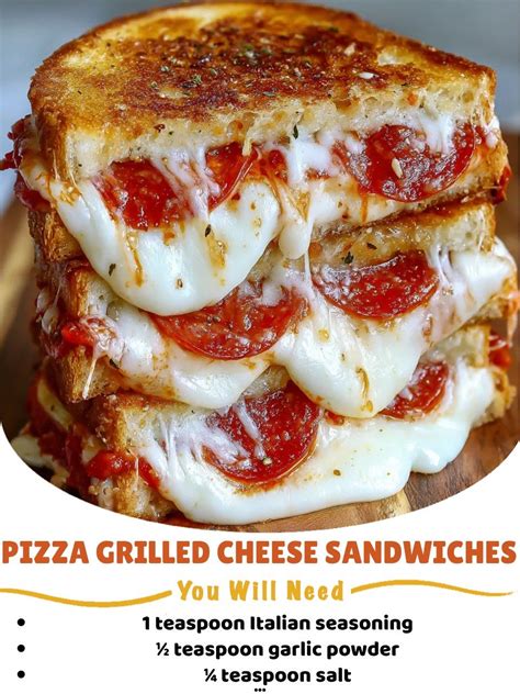 Recipes Pizza Grilled Cheese Sandwiches 🍕🧀🥪🔥 Crispy Bread Mozzarella