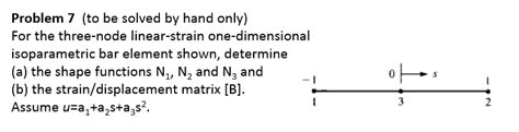 solved for the three node linear strain one dimensional