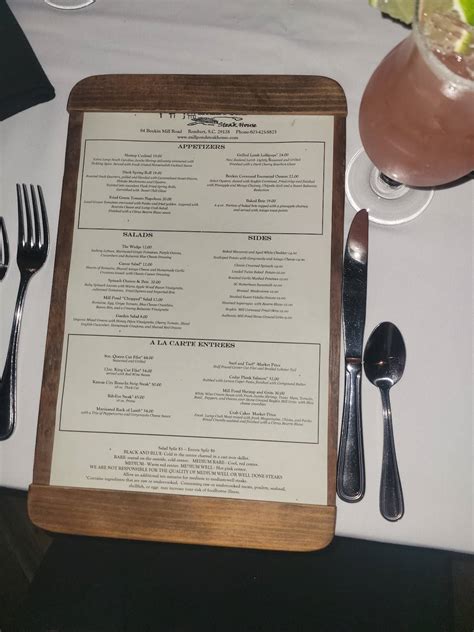 Menu At Mill Pond Steakhouse Rembert
