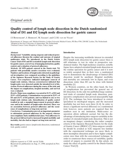 Pdf Quality Control Of Lymph Node Dissection In The Dutch Randomized
