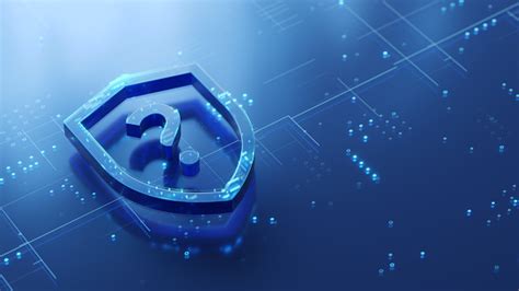 보안 문제 및 솔루션 개념 내부에 물음표가 있는 방패 추상적으로 빛나는 점과 선이 있는 광택 있는 미래 지향적인 표면의 3d 아이콘 물음표에 대한 스톡 사진 및 기타 이미지