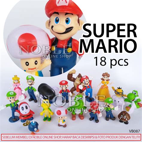 Jual 18 PCS SUPER MARIO BROS MINI FIGURE LUIGI TOAD YOSHI CUTE JAMUR GORILA TURTLE PRINCESS