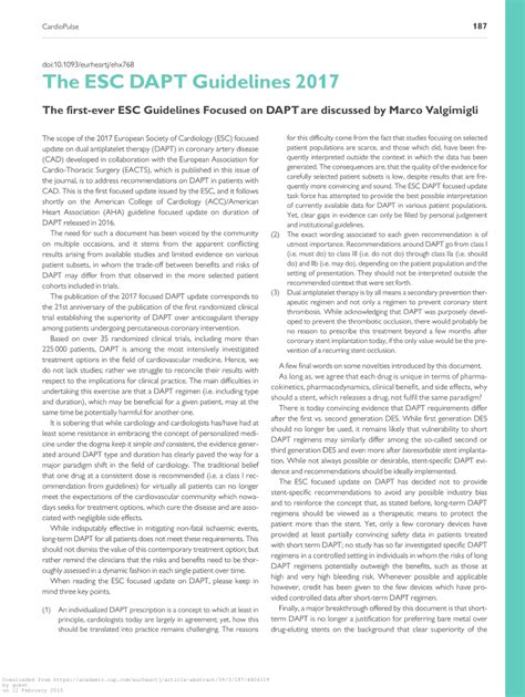 Fillable Online The First Ever Esc Guidelines Focused On Dapt Are