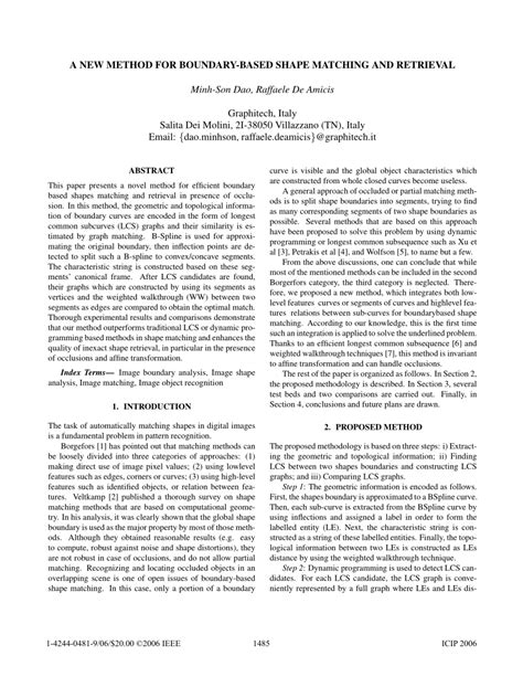 pdf a new method for boundary based shape matching and retrieval