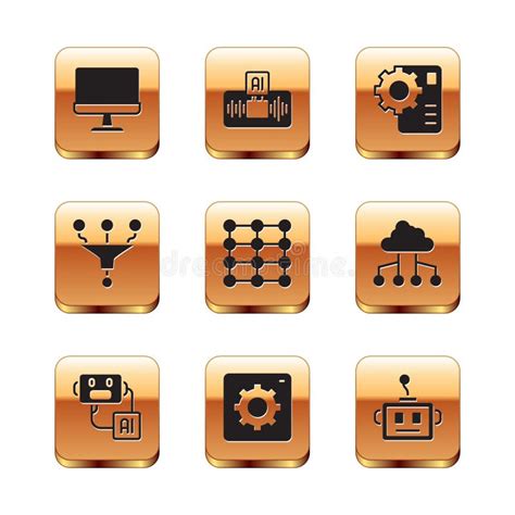 Set Computer Monitor Artificial Intelligence Robot Api Interface Neural Network Funnel