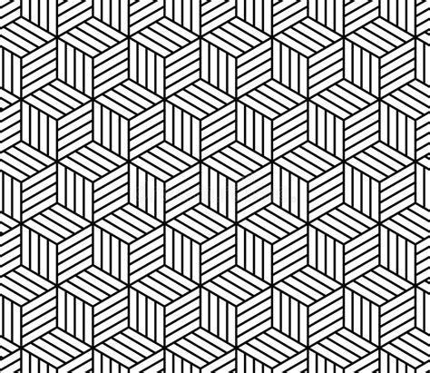 Abstract 3d Cubes Geometric Seamless Pattern In Black And White Vector