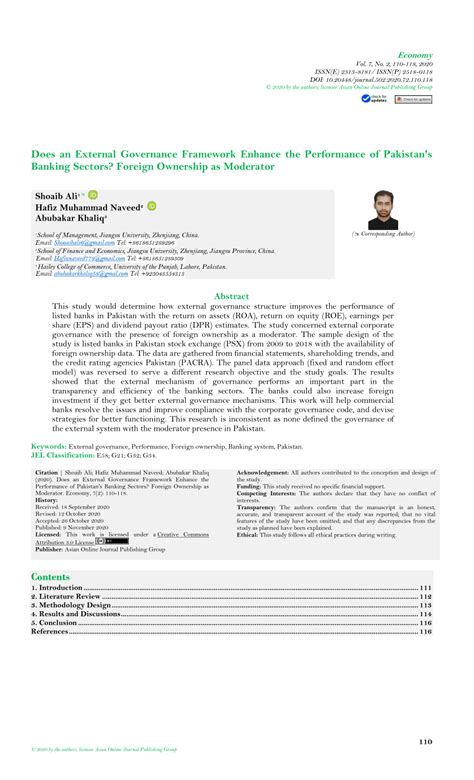 Pdf Does An External Governance Framework Enhance The Performance Of