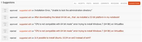 Decision On Rejected Edits Should Be Displayed As A Notification To The