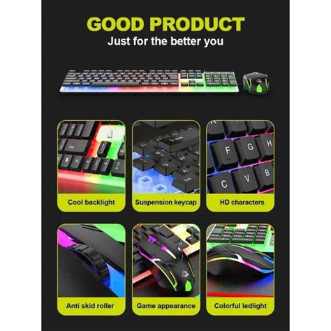 Jual Vodirk Combo Gaming Keyboard Luminous Led Mechanical Feel With Mouse Gt100 Keyboard