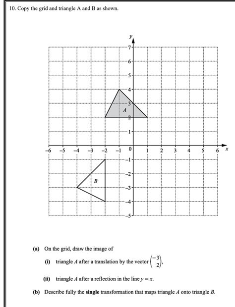 solved copy the grid and triangle a and b as shown x a on the grid