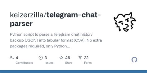 Github Keizerzillatelegram Chat Parser Python Script To Parse A Telegram Chat History Backup