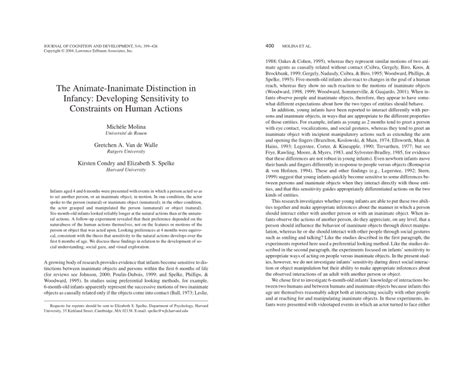 Pdf The Animate Inanimate Distinction In Infancy Developing