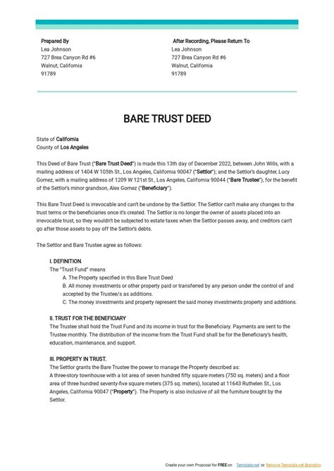 Trust Agreement Pdf Templates Free Download