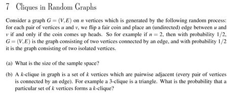 solved random graphs cliques 7 in consider a graph g for