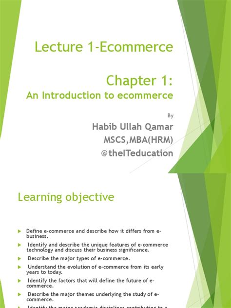 Lecture 1 Ecommerce An Introduction To Ecommerce Pdf E Commerce
