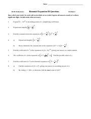 Binomial Expansion IB Questions Coefficients Constants Powers Course Hero