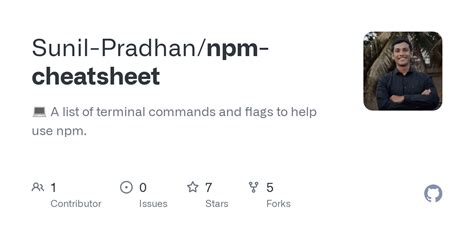 Github Sunil Pradhannpm Cheatsheet 💻 A List Of Terminal Commands And Flags To Help Use Npm