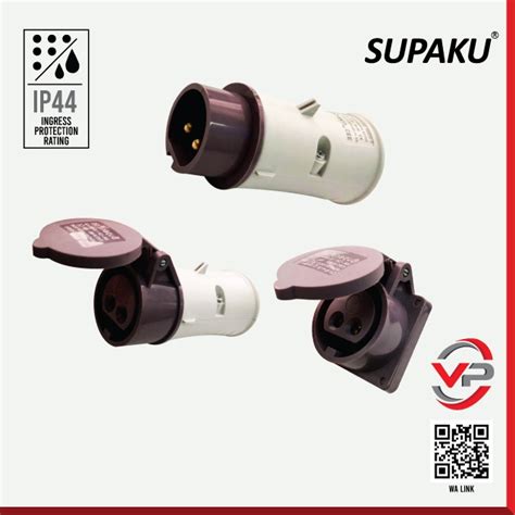 Supaku Cee 16a 2p 20 25v 24v Ip44 Purple Plug Purple Socket Wall Socket Unggu Industrial