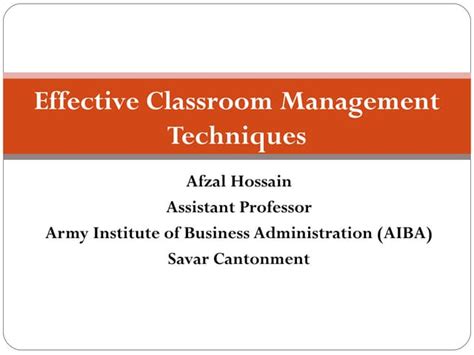 Effective Classroom Management Techniques Ppt