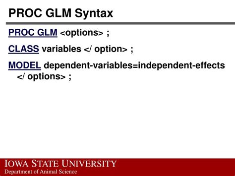 Ppt Use Of Proc Glm To Analyze Experimental Data Powerpoint