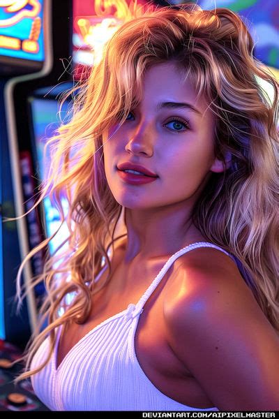 Gorgeous Blonde Arcade Pinup Girl By Aipixelmaster On Deviantart