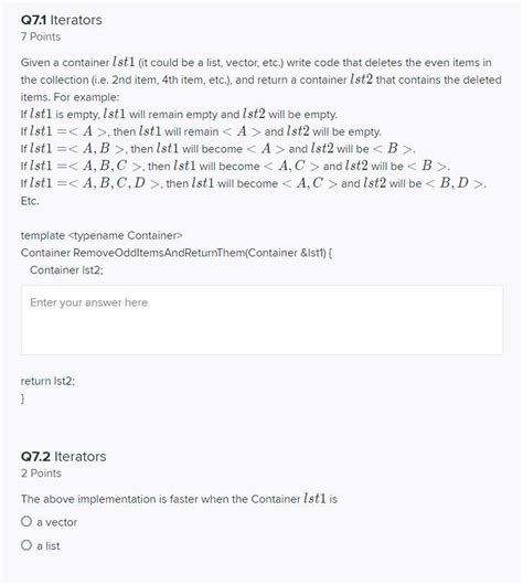 Solved Q71 Iterators 7 Points Given A Container Ist1 It