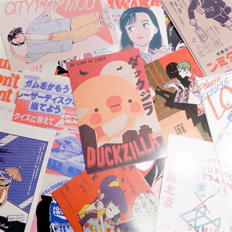 일본 레트로 시티팝 감성 엽서 6장 랜덤 Y2k 빈티지 포스터 카드 만화 엽서 에이블리