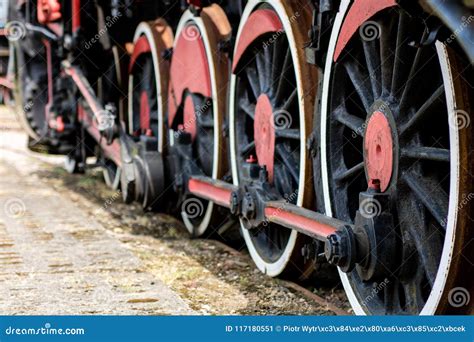 Chassis Of The Old Train Steel Heavy Wheels Of A Steam Locomotive