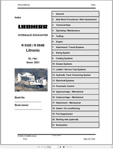 Liebherr Hydraulic Excavator R9350 R994b Litronic Service Manual 062021