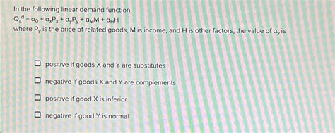 Solved In The Following Linear Demand