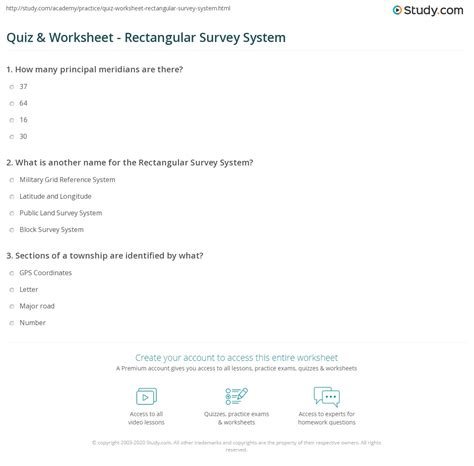 Quiz And Worksheet Rectangular Survey System