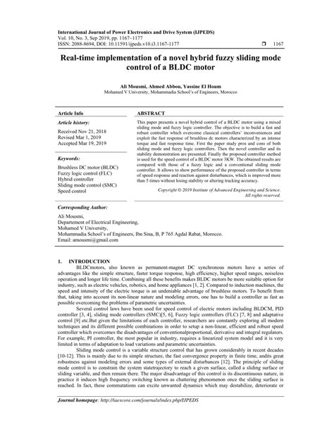 Pdf Real Time Implementation Of A Novel Hybrid Fuzzy Sliding Mode Control Of A Bldc Motor