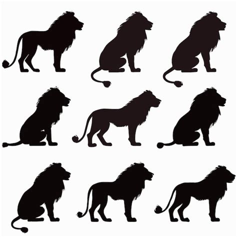 Free Vector Hand Drawn Lion Silhouette Set Illustration Premium Ai