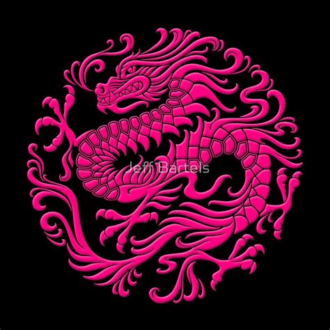 Traditional Pink Chinese Dragon Circle Art Print By Jeff Bartels Художественные принты