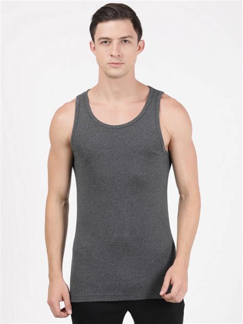 Buy Jockey Men Charcoal Grey Solid Cotton Innerwear Basic Vest Innerwear Vests For Men