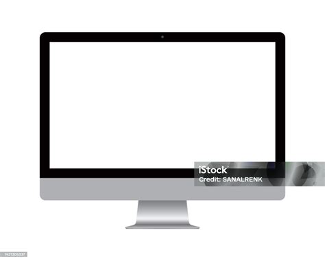 현실적인 얇은 프레임 디스플레이 컴퓨터 모니터 컴퓨터 화면 모형 벡터 스톡 일러스트레이션 0명에 대한 스톡 벡터 아트 및 기타
