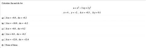 Solved Calculate Δu and du for Chegg com