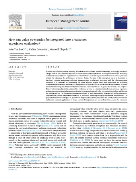 How Can Value Co Creation Be Integrated Into A Customer Experience Evaluation Pdf Customer