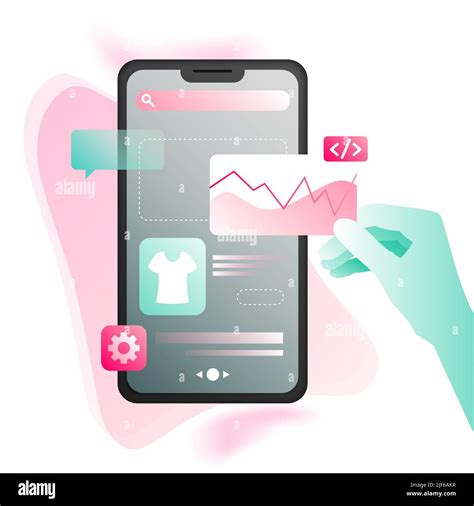 Online Shopping Illustration Pink Smartphone Concept Vector