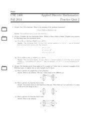 Practice Exam Solution On Applied Discrete Mathematics Name CSE Fall Score