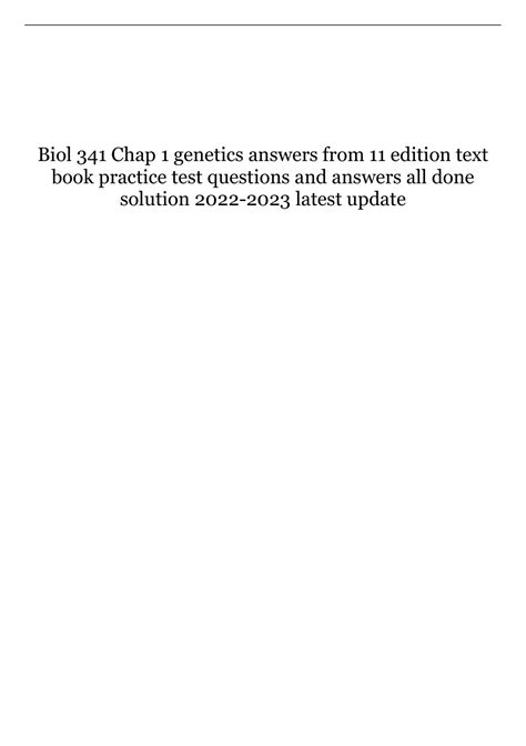 Biol 341 Chap 1 Genetics Answers From 11 Edition Text Book Practice