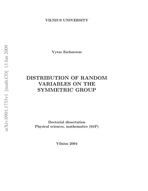 Pdf Distribution Of Random Variables On The Symmetric Group