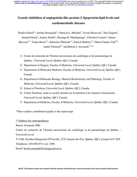 Pdf Genetic Inhibition Of Angiopoietin Like Protein 3 Lipoprotein