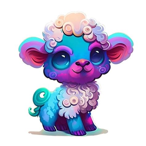 Premium Photo Cute Rainbow Sheep Sticker Clipart Ai Generated