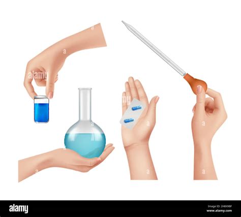 Medications Pharmaceutical Elements Vaccine And Pills Isolated Hand