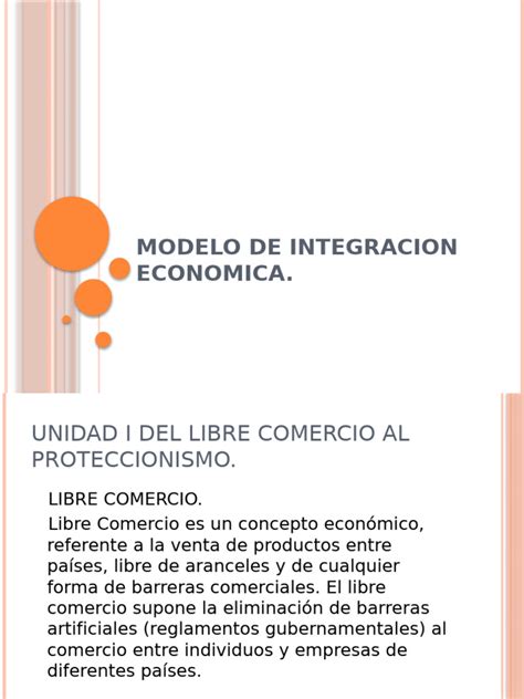 Modelo De Integracion Economica Pdf