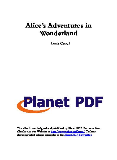 Alices Adventures In Wonderland By Lewis Carroll Pdf Download